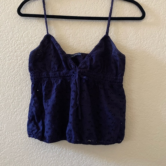 Brandy Melville | Tops | Navy Blue Brandy Melville Edith Eyelet Tank ...